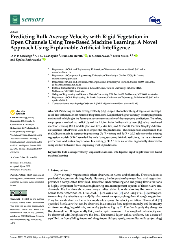 (PDF) Predicting Bulk Average Velocity with Rigid Vegetation in Open Channels Using Tree-Based ...