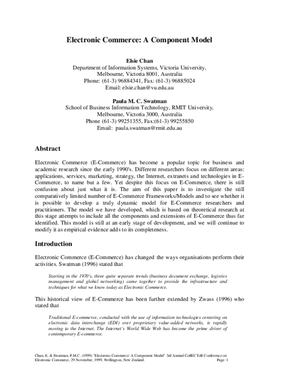 (PDF) Electronic commerce: a component model