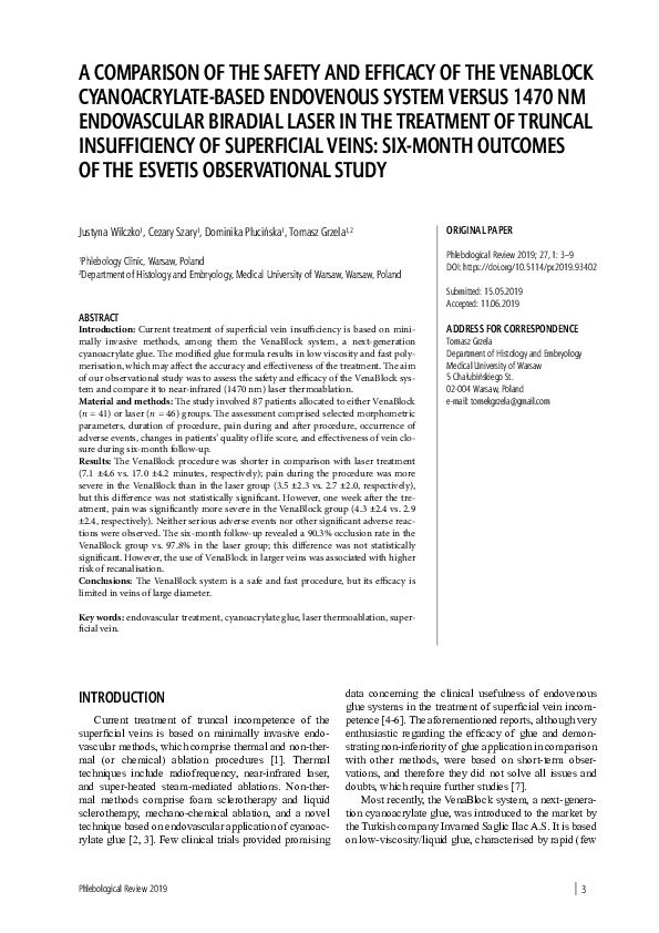 (PDF) A comparison of the safety and efficacy of the VenaBlock ...