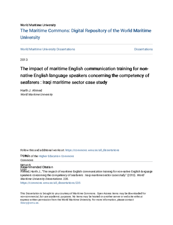 (PDF) The impact of maritime English communication training for non ...