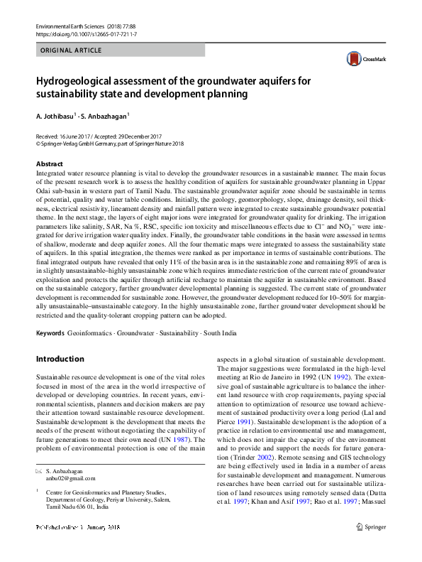 (PDF) Hydrogeological assessment of the groundwater aquifers for ...