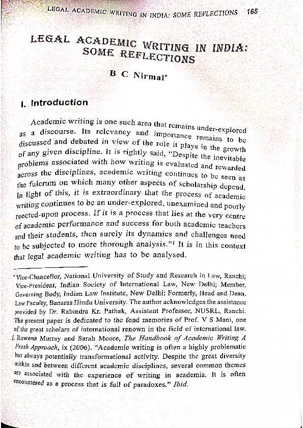 (PDF) Legal Academic Writing in India