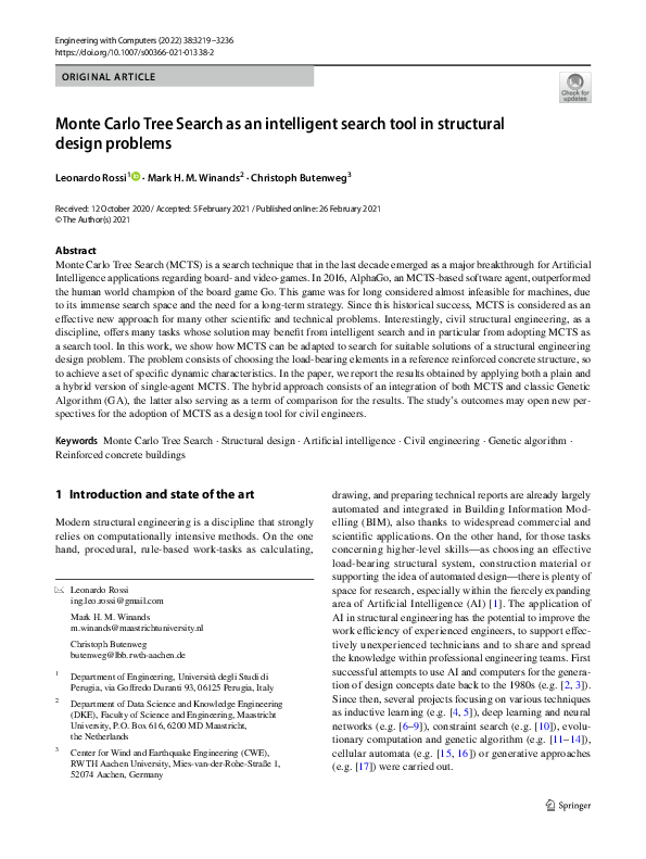 (PDF) Monte Carlo Tree Search as an intelligent search tool in structural design problems