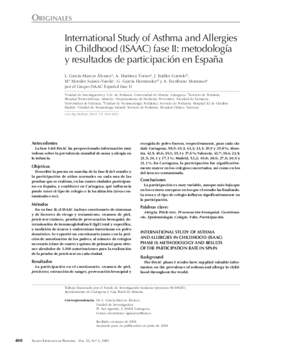 (PDF) International Study of Asthma and Allergies in Childhood (ISAAC ...