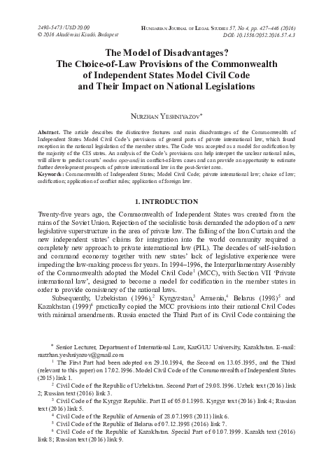 (PDF) The model of disadvantages? The choice-of-law provisions of the ...