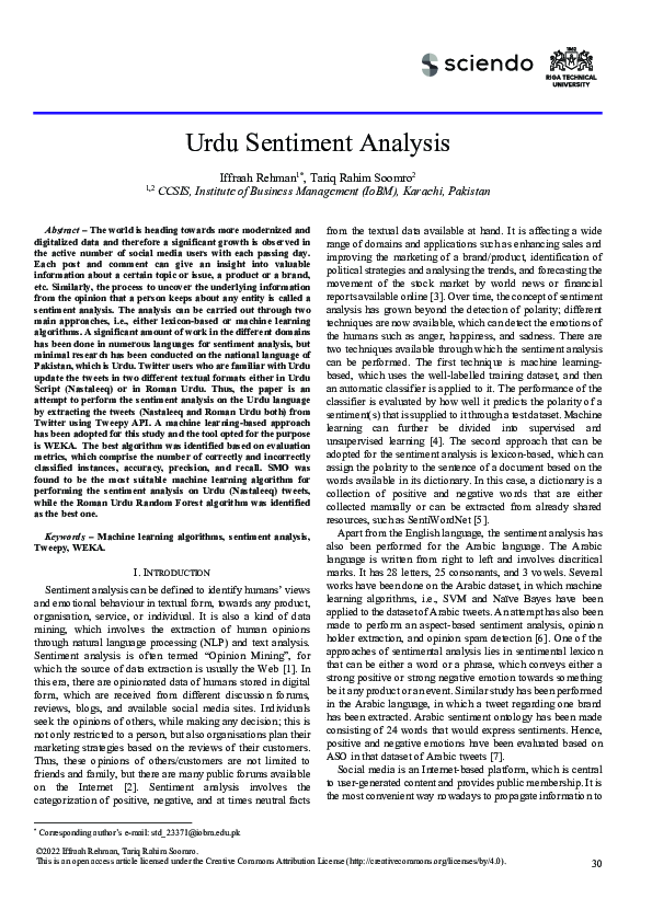 Pdf Urdu Sentiment Analysis