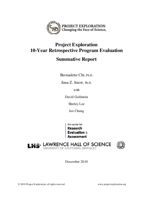 (PDF) Project Exploration 10-Year Retrospective Program Evaluation