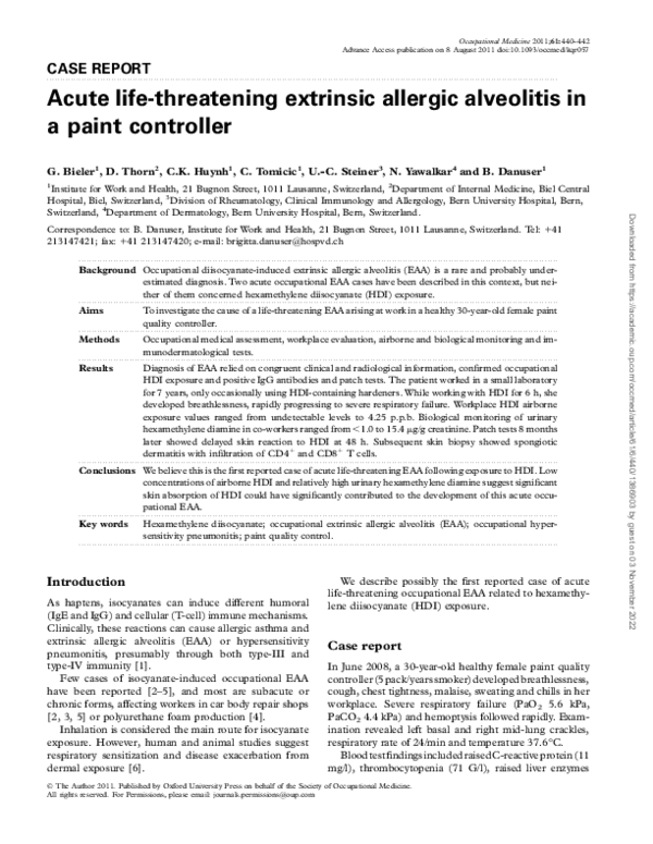 (PDF) Acute life-threatening extrinsic allergic alveolitis in a paint ...