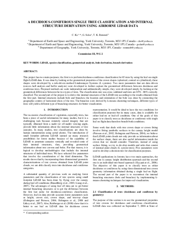 Pdf A Decidious Coniferous Single Tree Classification And Internal Structure Derivation Using