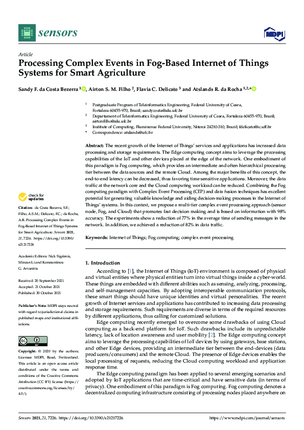 (PDF) Processing Complex Events in Fog-Based Internet of Things Systems for Smart Agriculture