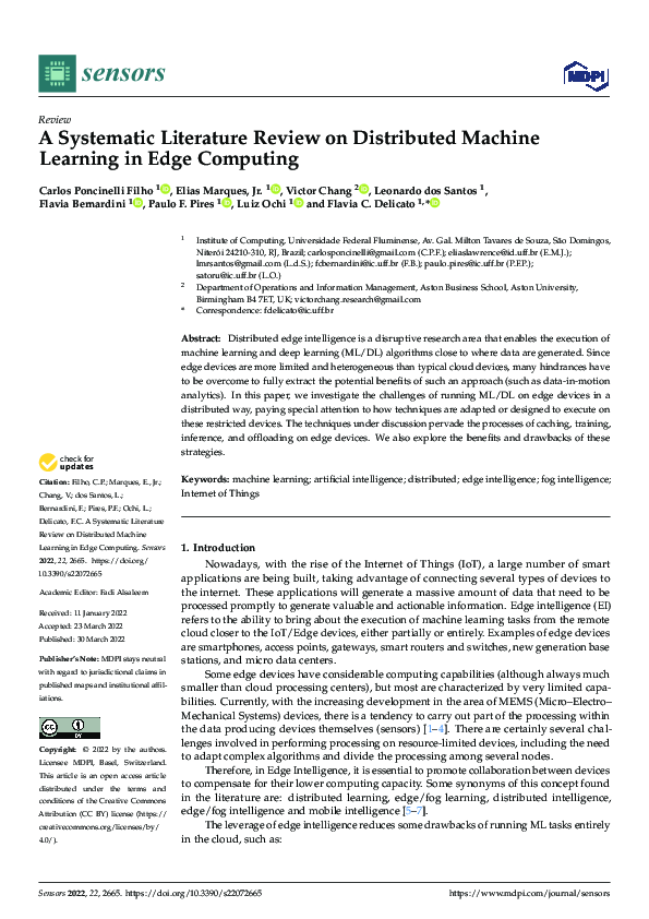 Pdf A Systematic Literature Review On Distributed Machine Learning In Edge Computing