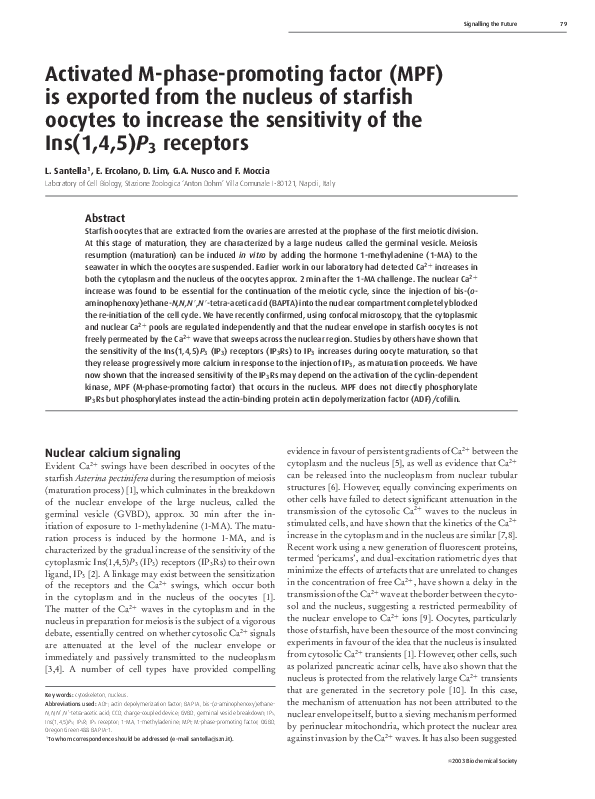 (PDF) Activated M-phase-promoting factor (MPF) is exported from the ...