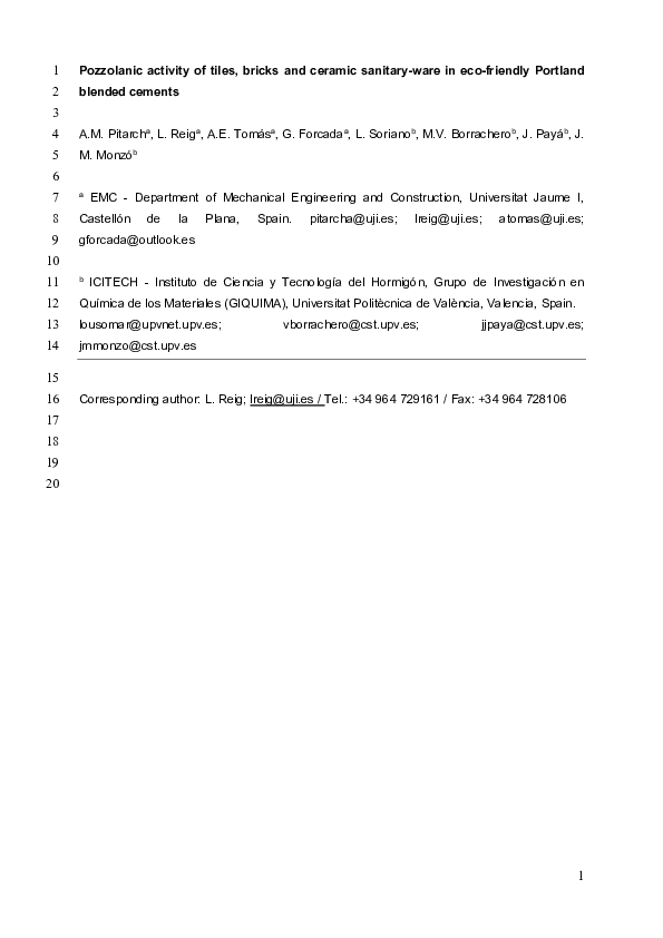 (PDF) Pozzolanic activity of tiles, bricks and ceramic sanitary-ware in ...