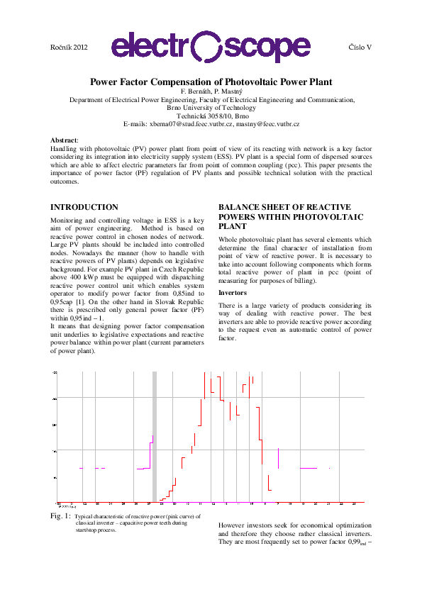 (PDF) Power factor compensation of photovoltaic power plant