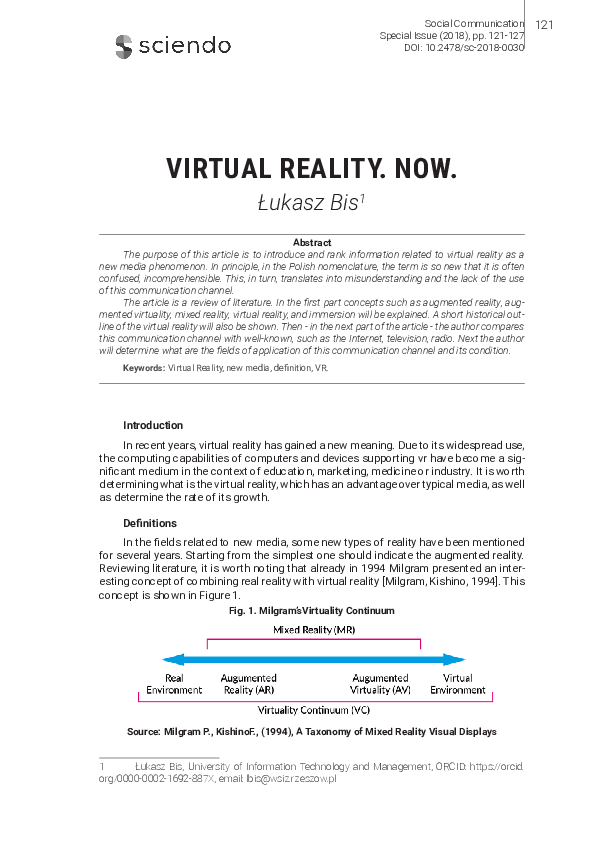 (PDF) Virtual Reality. Now