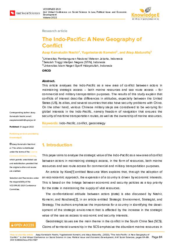 (PDF) The Indo-Pacific: A New Geography of Conflict