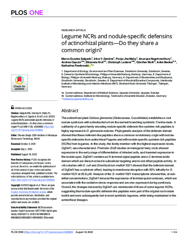 (PDF) Legume NCRs and nodule-specific defensins of actinorhizal plants ...