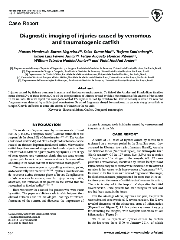 (PDF) Diagnostic imaging of injuries caused by venomous and ...