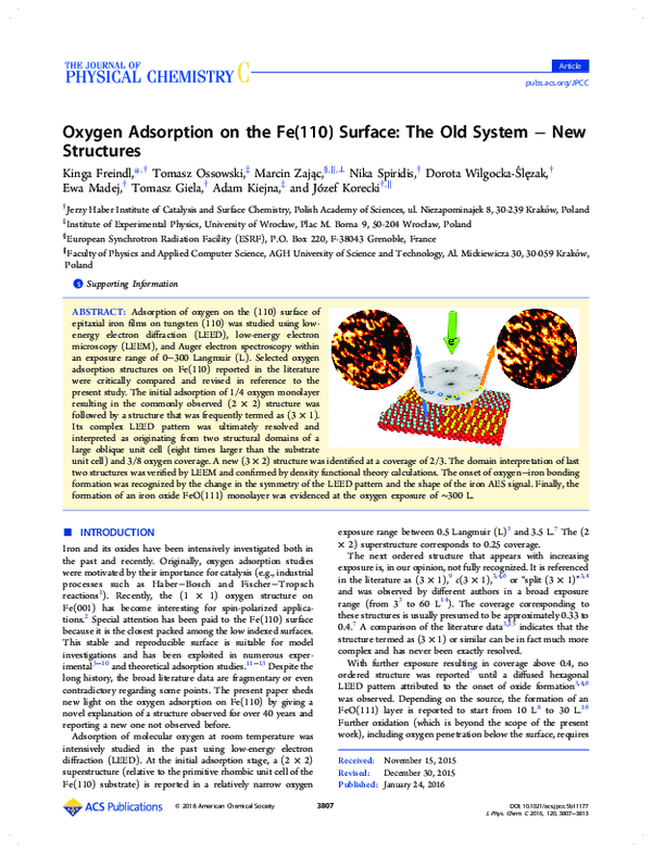 (PDF) Oxygen Adsorption on the Fe(110) Surface: the Old System – New Structures