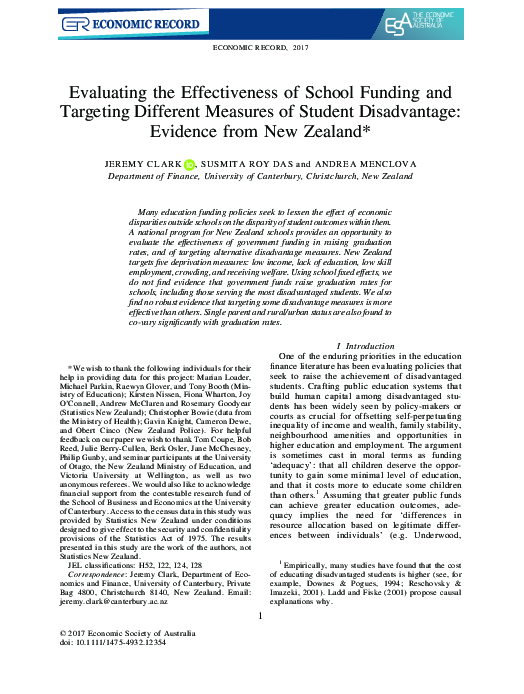 (PDF) Evaluating the Effectiveness of School Funding and Targeting ...