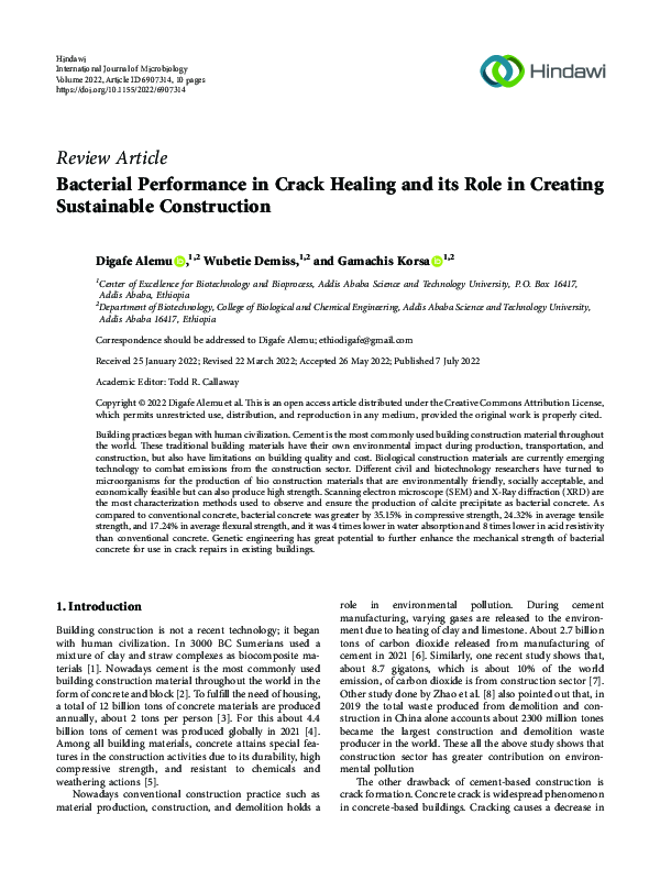 (PDF) Bacterial Performance in Crack Healing and its Role in Creating ...
