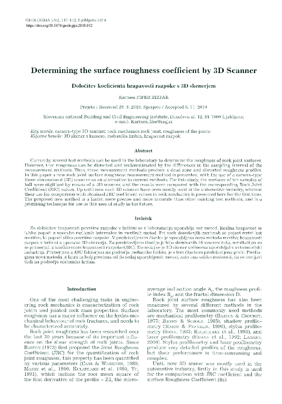 Pdf Determining The Surface Roughness Coefficient By 3d Scanner