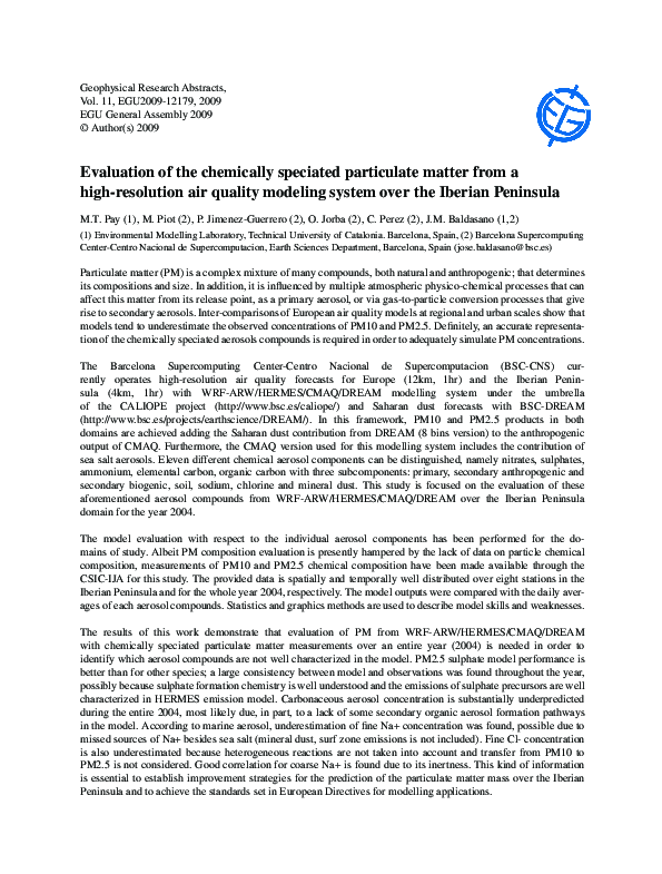 (PDF) Evaluation of the chemically speciated particulate matter from a ...
