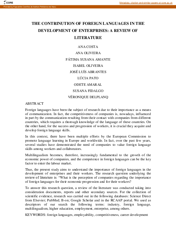 (PDF) The contribution of foreign languages in the development of ...
