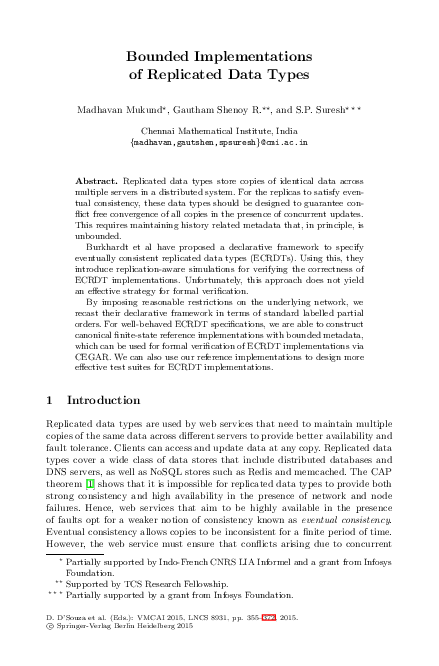 (PDF) Bounded Implementations of Replicated Data Types