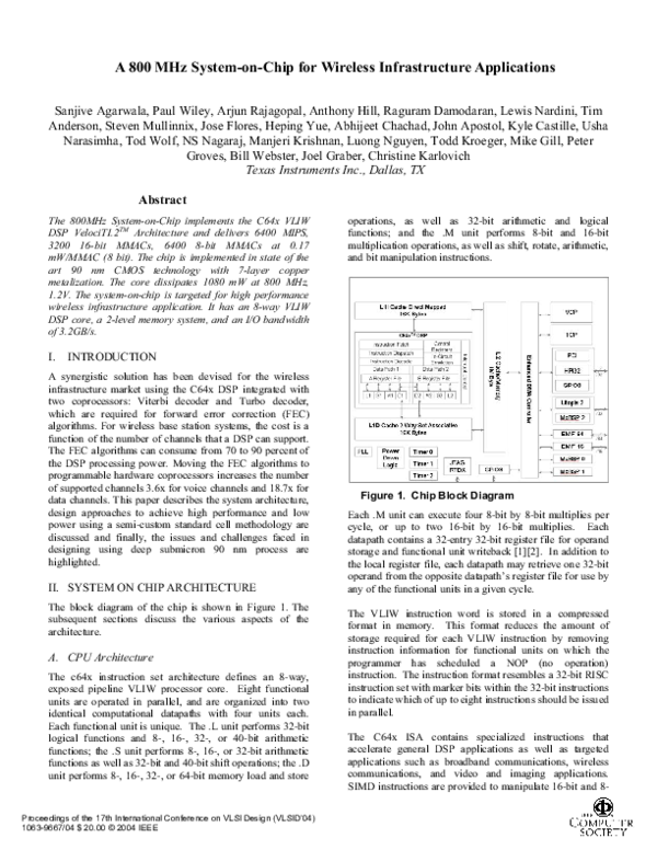 (PDF) A 800 MHz system-on-chip for wireless infrastructure applications