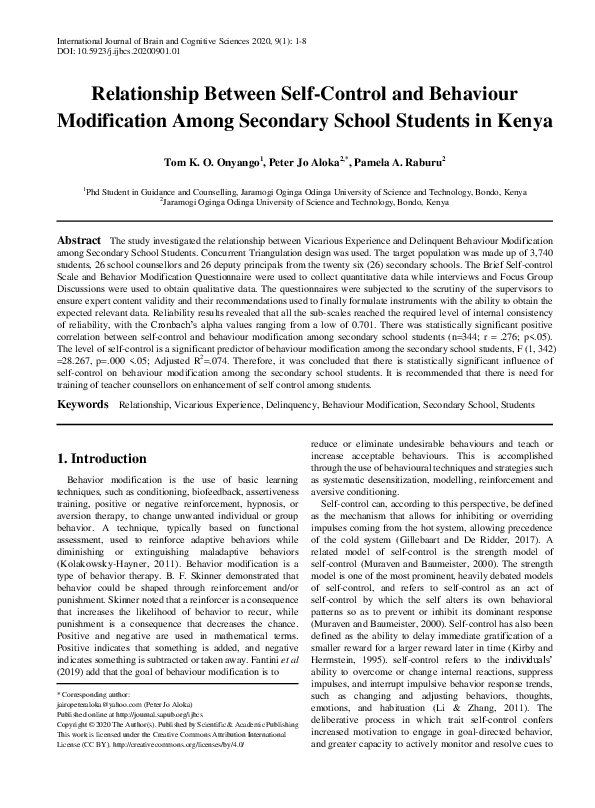 (PDF) Relationship Between Self-Control and Behaviour Modification ...