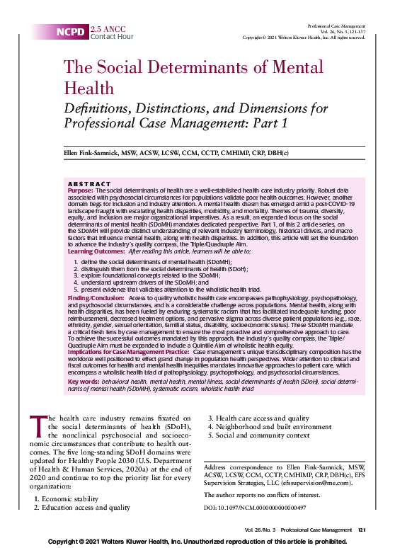 (PDF) The Social Determinants of Mental Health