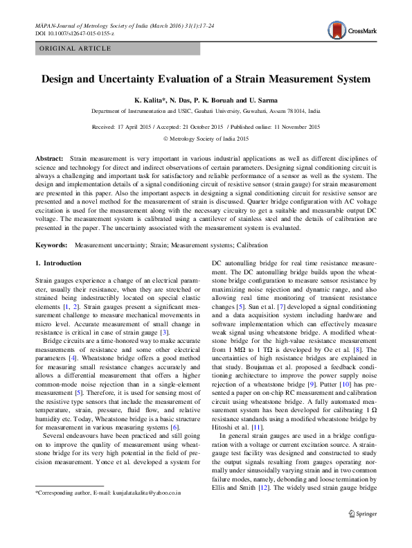 (PDF) Design and Uncertainty Evaluation of a Strain Measurement System