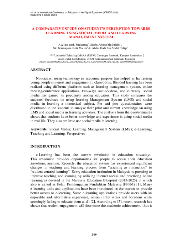 (PDF) A Comparative Study on Student’s Perception Towards Learning Using Social Media and ...
