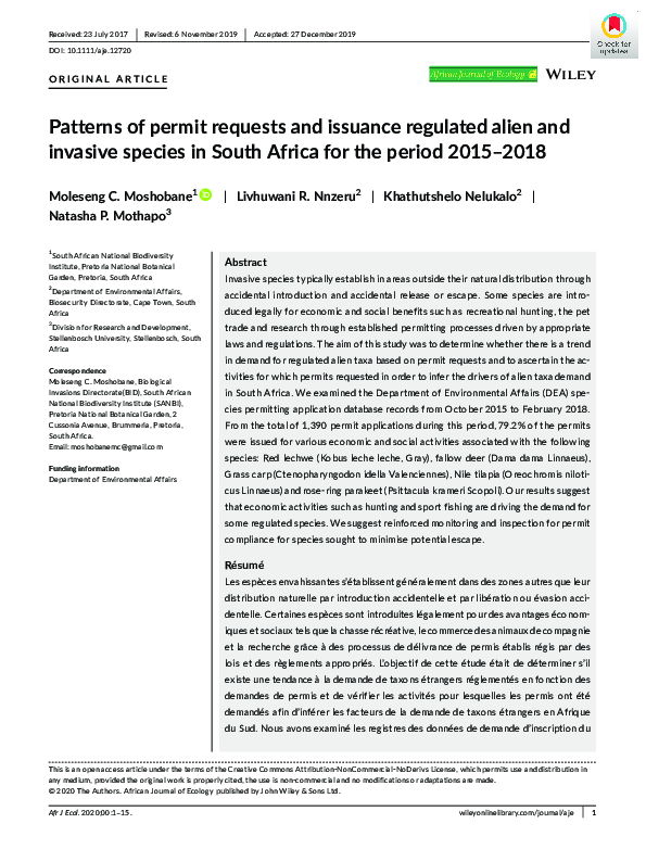 (PDF) Patterns of permit requests and issuance for regulated alien and ...