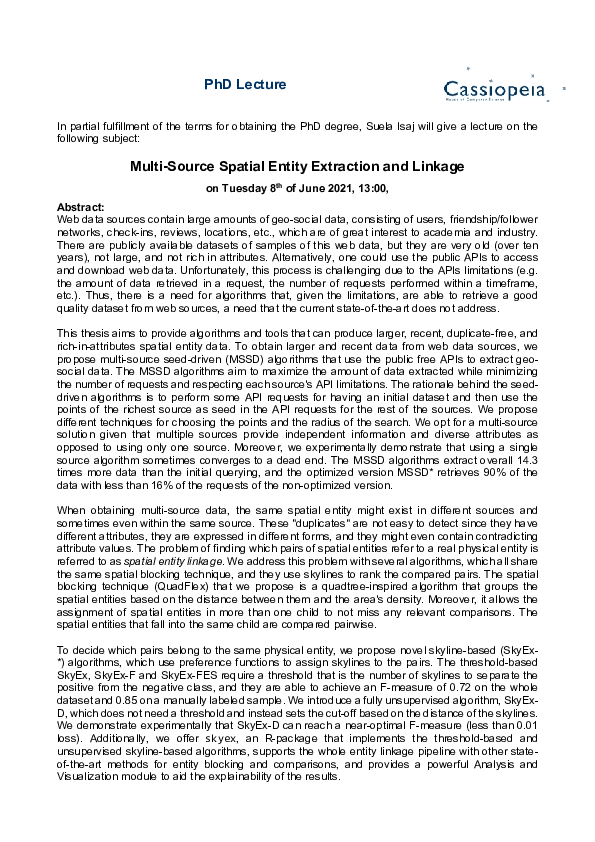 Pdf Multi Source Spatial Entity Extraction And Linkage