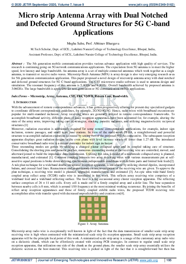 (PDF) Micro strip Antenna Array with Dual Notched and Defected Ground Structures for 5G C-band ...
