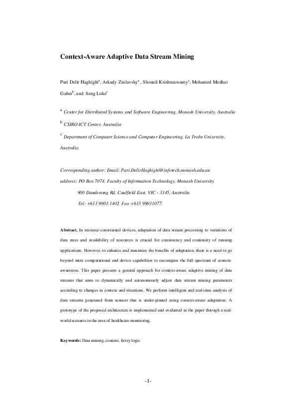 (PDF) Context-aware adaptive data stream mining | Mohamed Medhat - Academia.edu