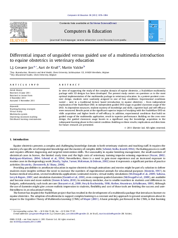 (PDF) Differential impact of unguided versus guided use of a multimedia ...