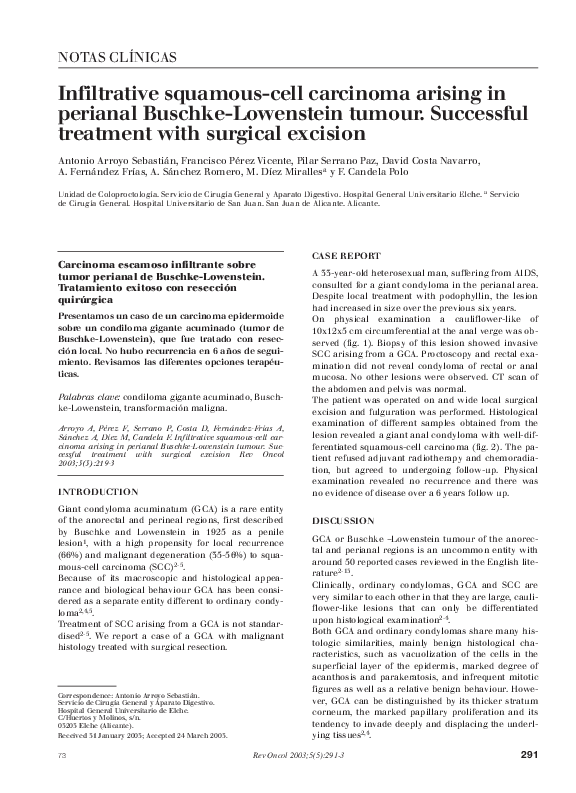 (PDF) Infiltrative squamous-cell carcinoma arising in perianal buschke ...