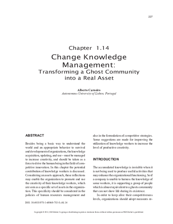 (PDF) Change Knowledge Management