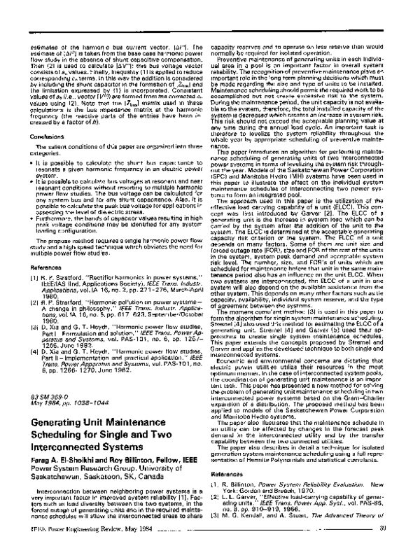(PDF) Generating Unit Maintenance Scheduling for Single and Two Interconnected Systems