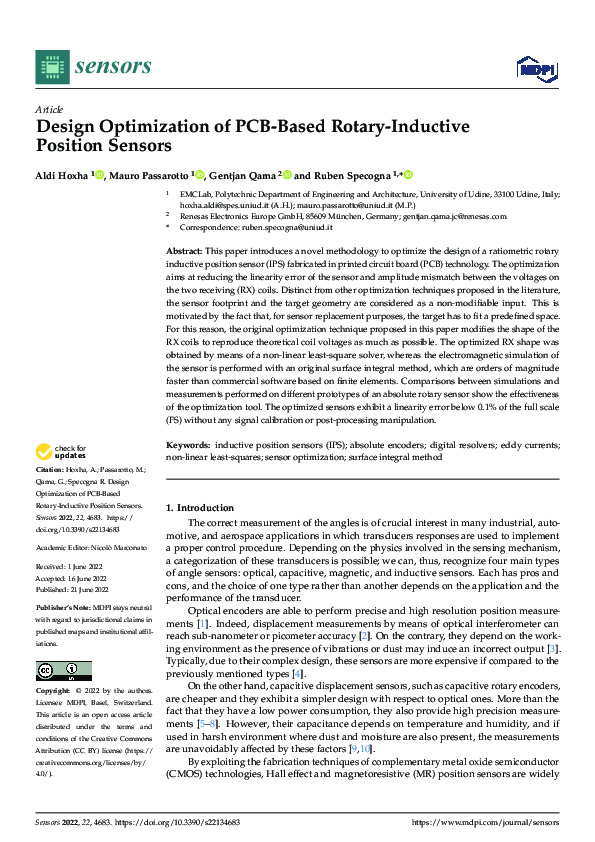 Pdf Design Optimization Of Pcb Based Rotary Inductive Position