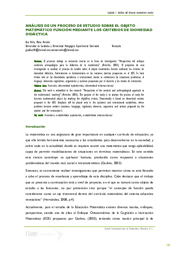 (PDF) Análisis de un proceso de estudio sobre el objeto matemático ...