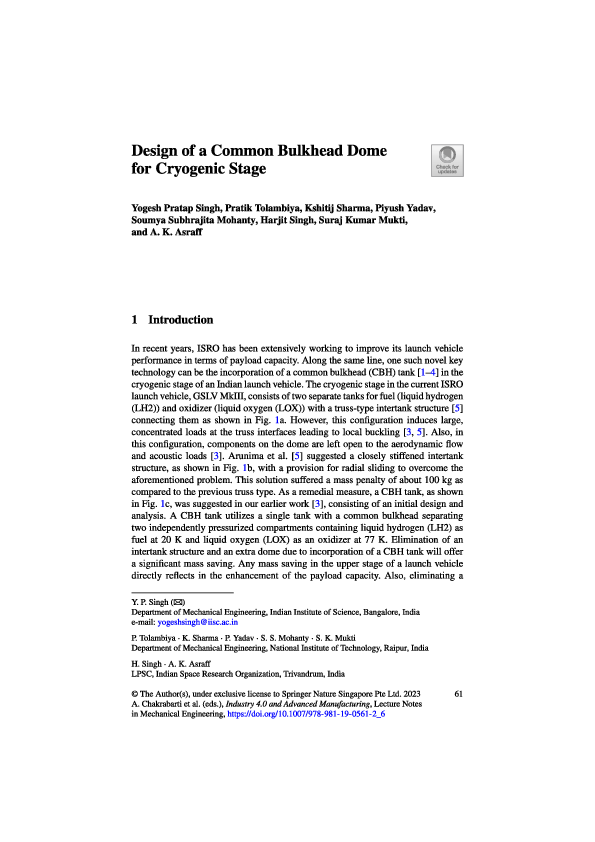 (PDF) Design of a Common Bulkhead Dome for Cryogenic Stage