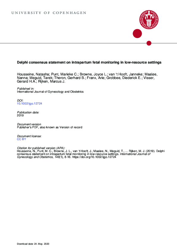 (PDF) Delphi consensus statement on intrapartum fetal monitoring in low ...