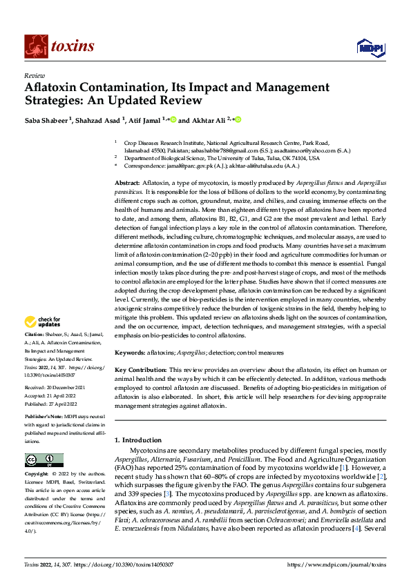 (PDF) Aflatoxin Contamination, Its Impact and Management Strategies: An Updated Review