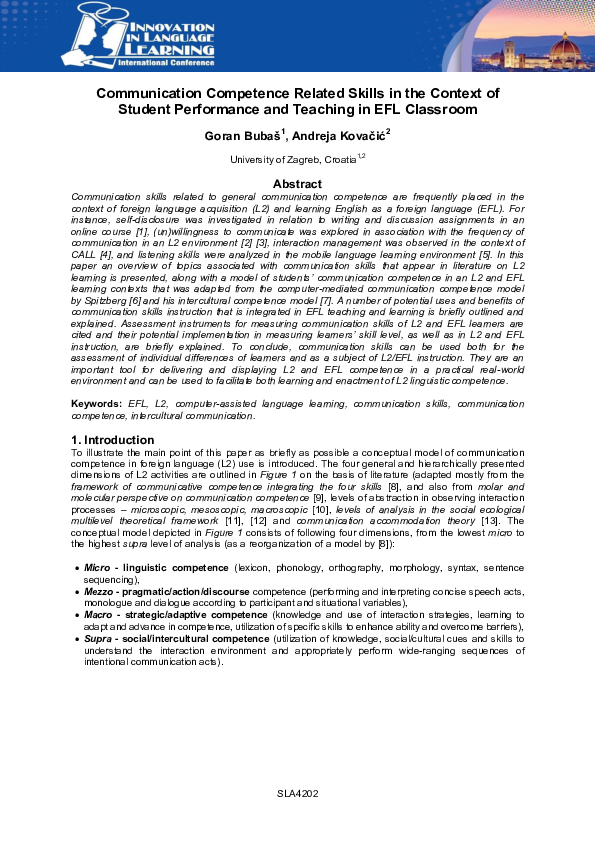 (PDF) Communication Competence Related Skills in the Context of Student Performance and Teaching ...