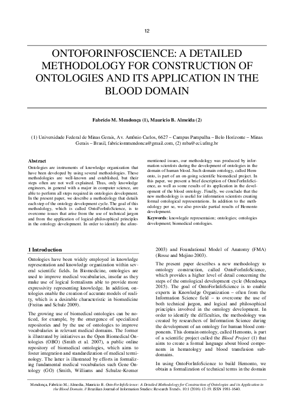 (PDF) OntoForInfoScience: Blood Domain Ontology Methodology