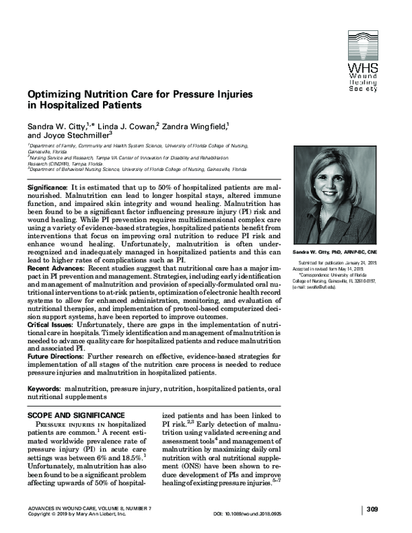 (PDF) Optimizing Nutrition Care for Pressure Injuries in Hospitalized Patients